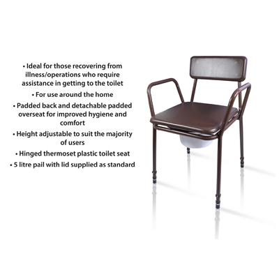Aidapt | Aidapt Free Standing Height Adjustable Stacking Commode Chair with Padded Back and Over ...